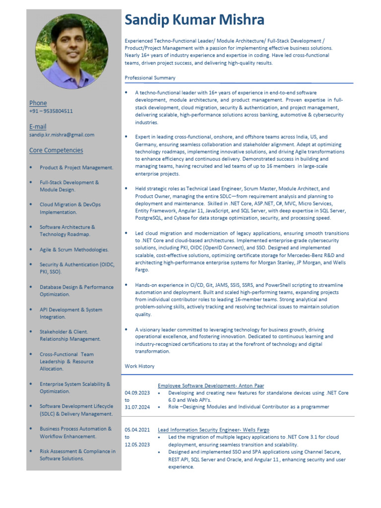 Sandip Kumar Mishra - .Net Full Stack Lead - Altimetrik - Matrix | PDF | Cloud Computing ...
