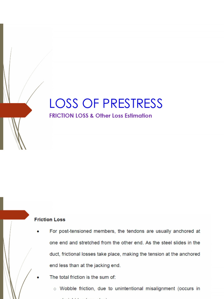 3.1 Friction & Other Loss Calc (LIN) | PDF | Friction | Prestressed ...