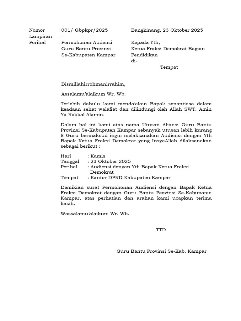 Permohonan Audiensi | PDF
