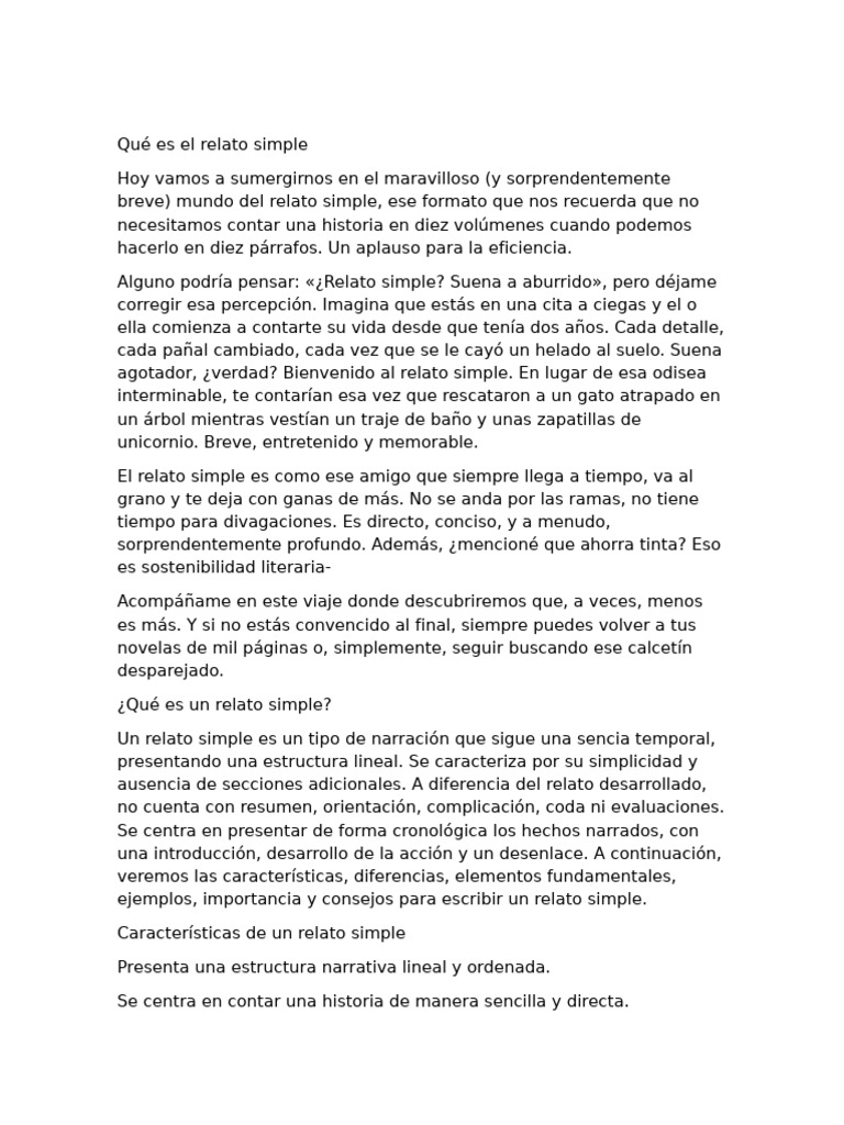Relato Simple | PDF | Narrativa | Cuentos