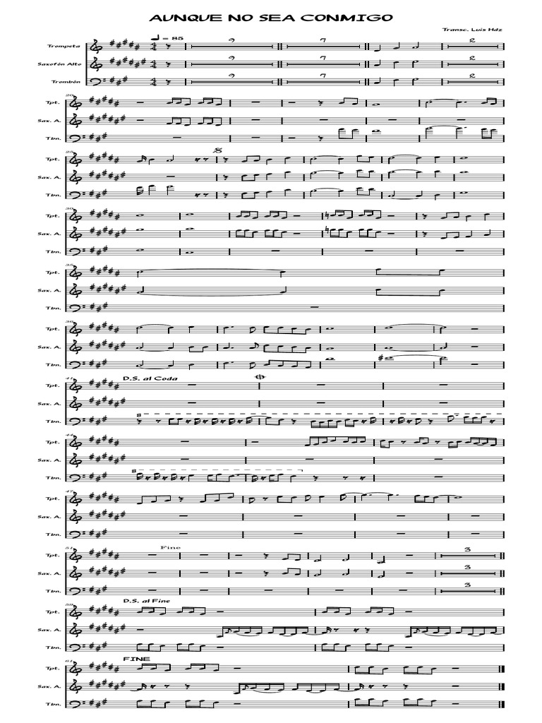 Aunque No Sea Conmigo Tpta-Partitura - y - Partes | PDF