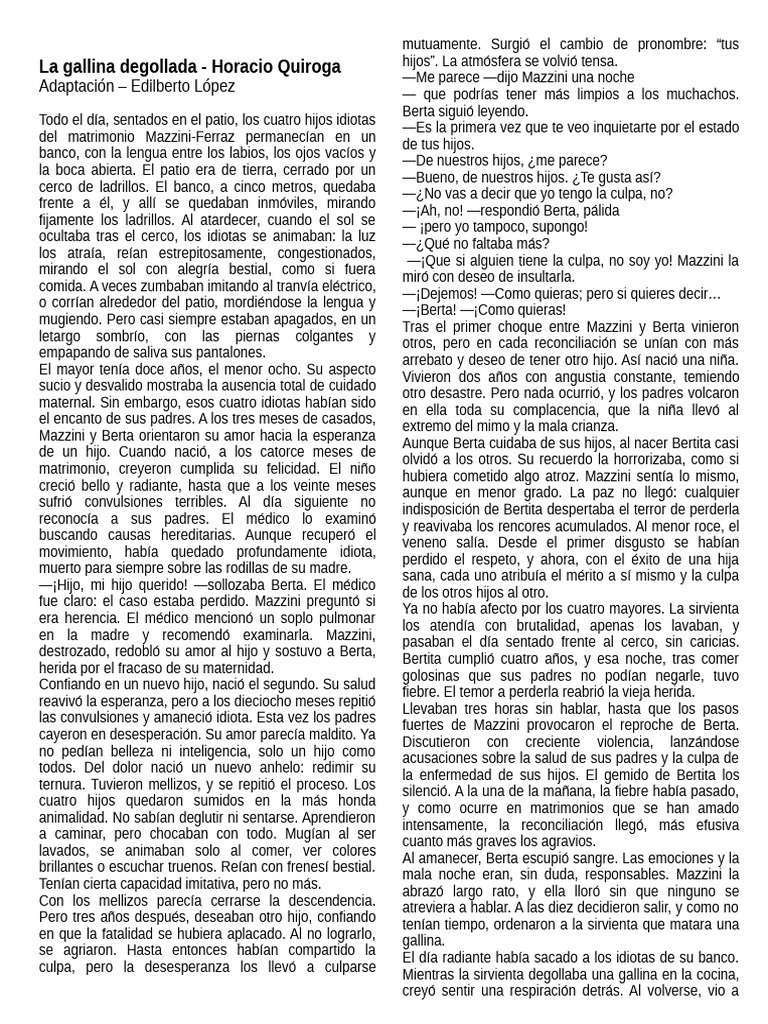 Lectura - La Gallina Degollada | PDF