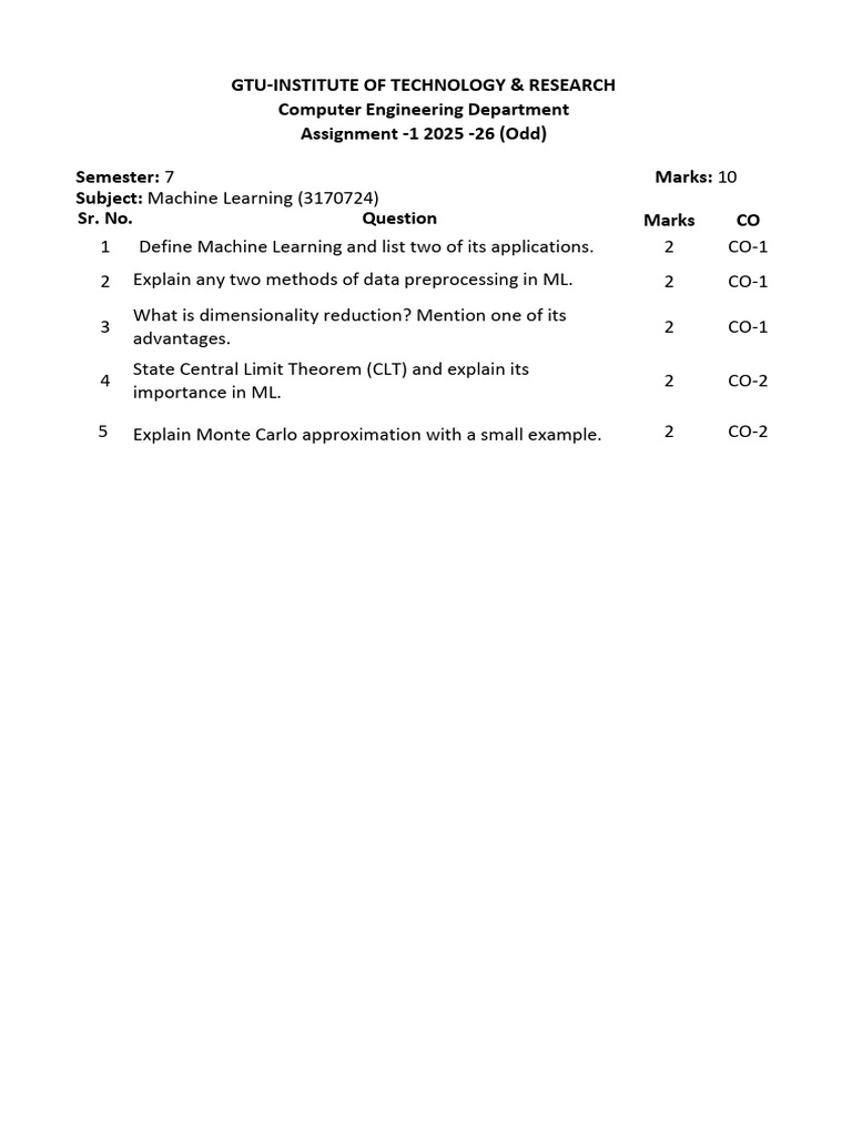 ML Assignment 1 | PDF