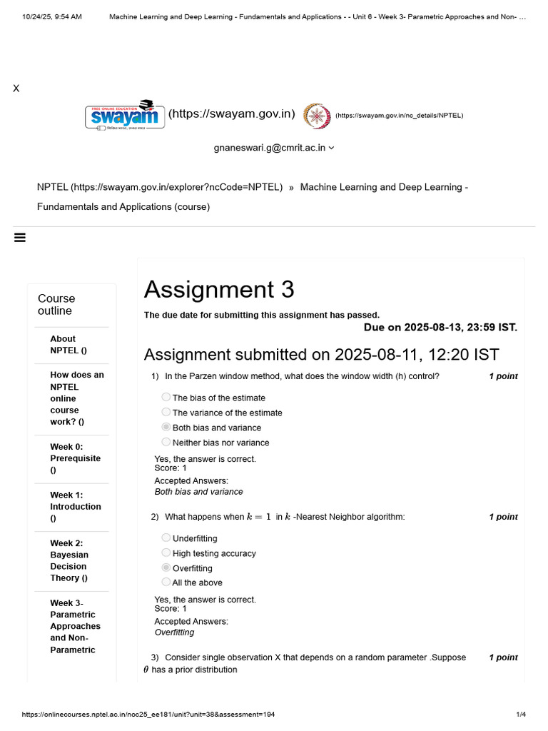Machine Learning and Deep Learning - Fundamentals and Applications - - Unit 6 - Week 3 ...