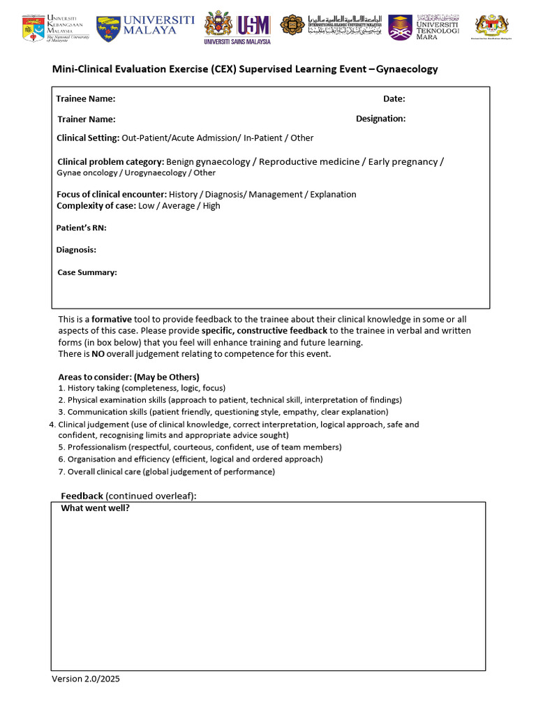 Minicex Gyn Ukm 2025 | PDF