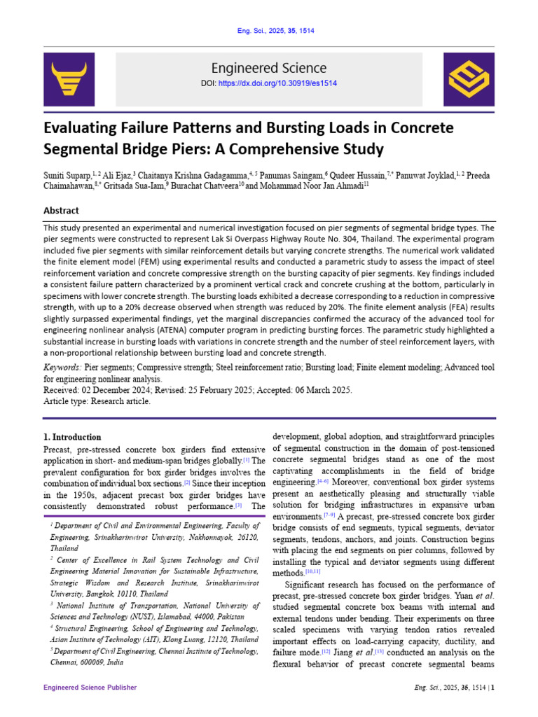 Evaluating Failure Patterns and Bursting Loads in Concrete Segmental ...