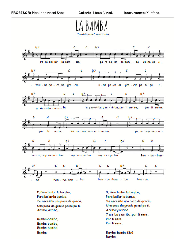 La Bamba 5tos | PDF