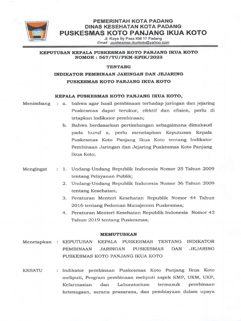 Sop Indikator Pembinaan Jaringan Dan Jejaring Puskesmas | PDF