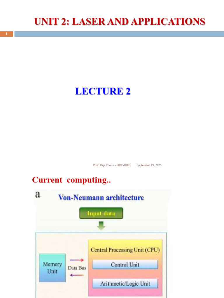 A726643700 22648 19 2025 UNIT2 Lecture 2-RT22648 | PDF | Laser | Emission Spectrum