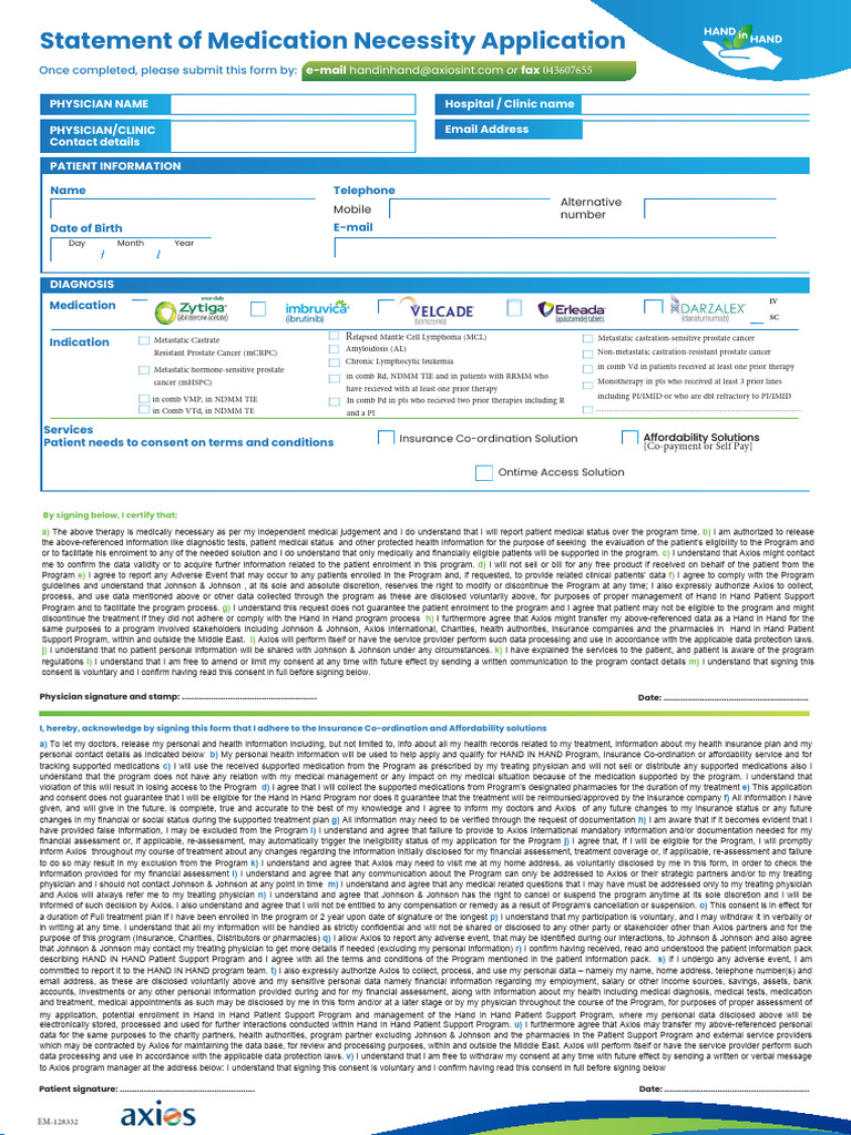 Medication Necessity Application Form | PDF | Informed Consent | Consent