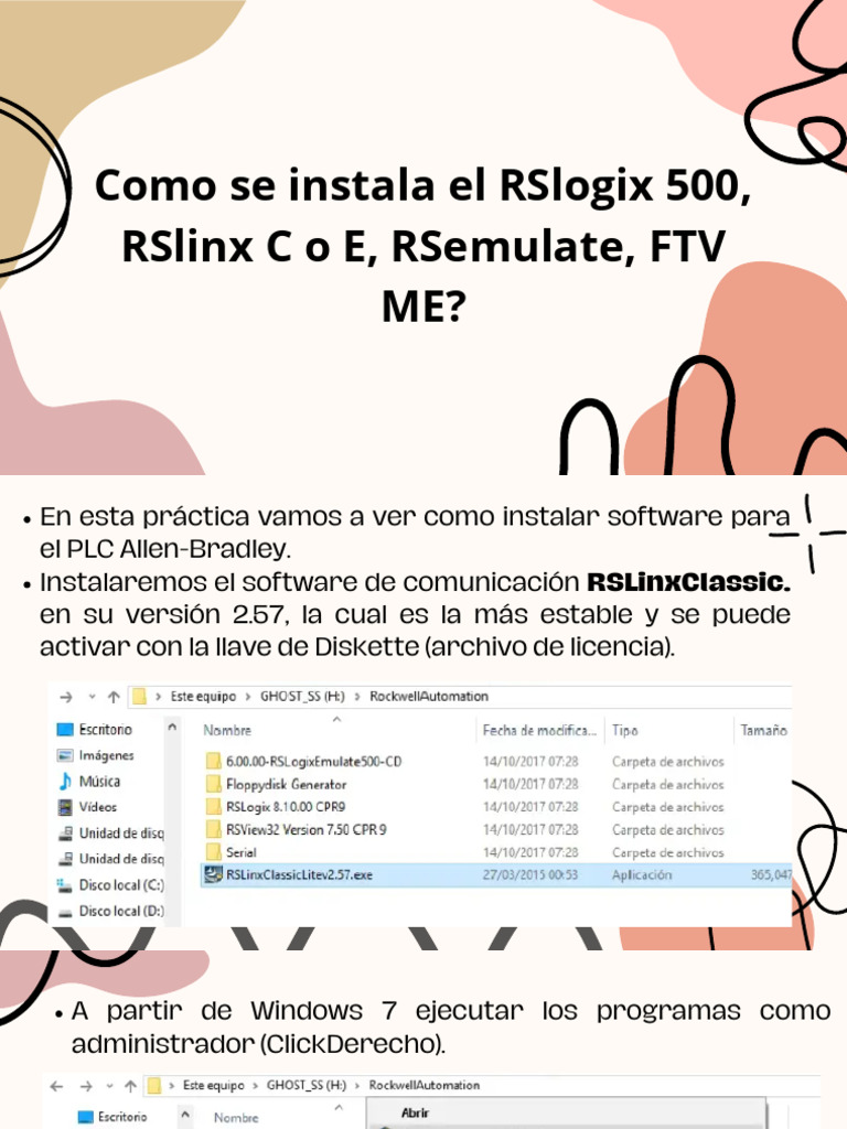 Como Se Instala El Rslogix 500, Rslinx C O E, Rsemulate, FTV Me? | PDF