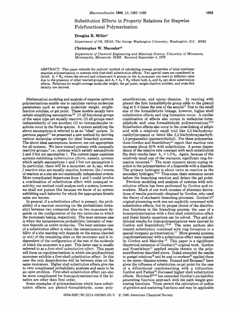 Substitution Effects in Polymerization | PDF | Copolymer | Polymerization