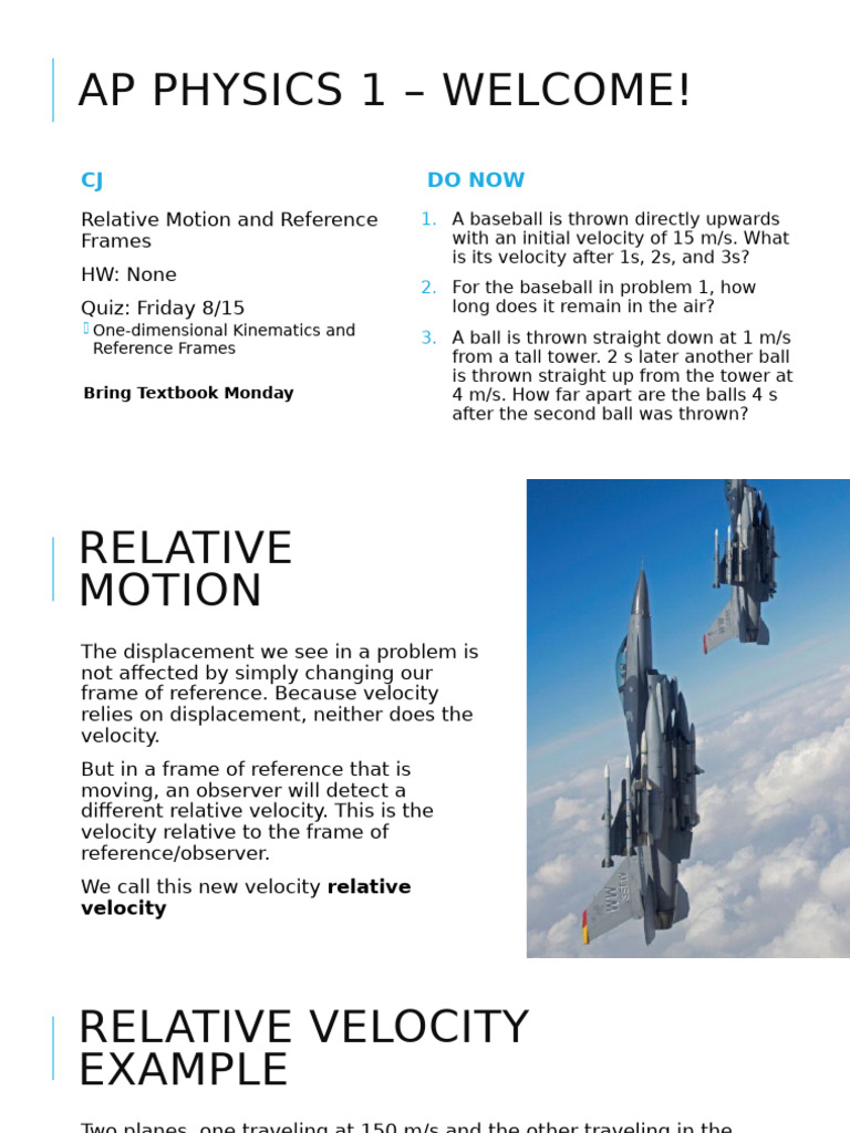 Relative Motion and Reference Frames | PDF | Velocity | Mechanics
