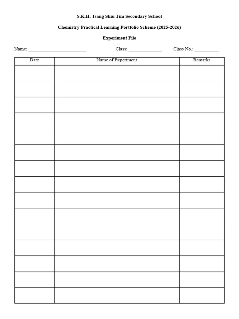 Content Page - Chemistry Practical Learning Portfolio Scheme | PDF
