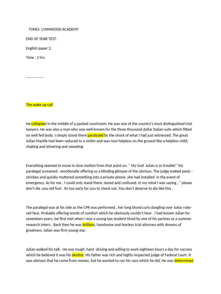 English Paper 2 - Form 1 N 2 | PDF