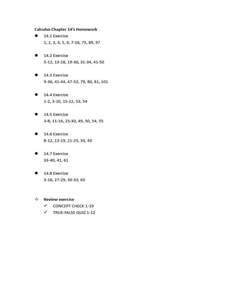 Calculus Chapter 14 Homework | PDF