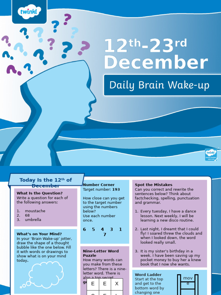 Cfe e 1656744236 Daily Brain Wake Up 12th To 23rd December Activity ...