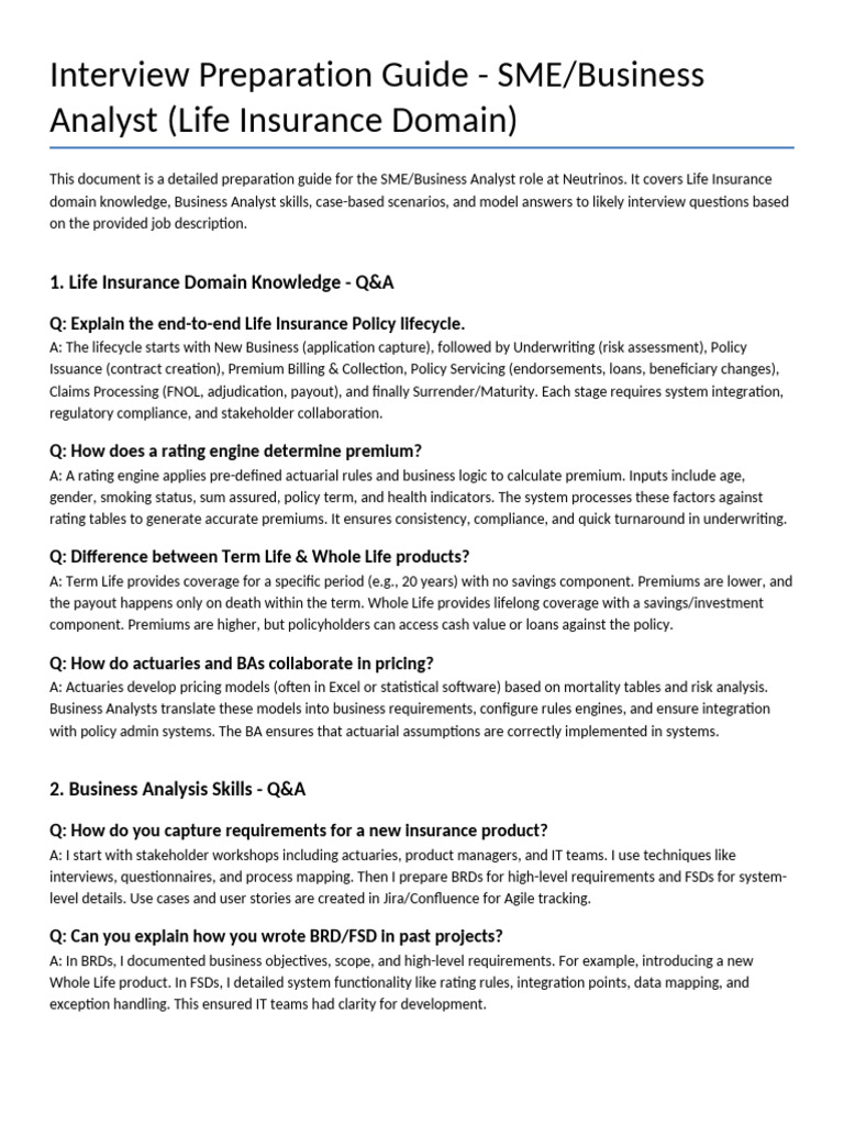 Life Insurance Interview Prep Guide | PDF | Life Insurance | Insurance