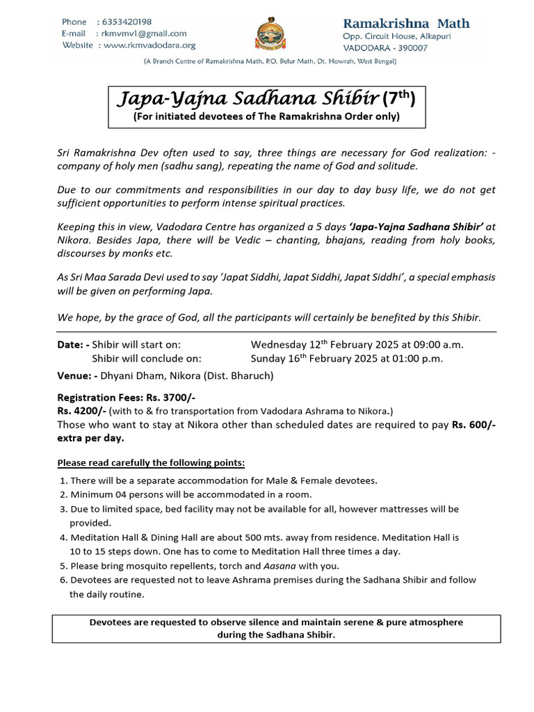 Japa Yajna Sadhana Shibir 2025 | PDF