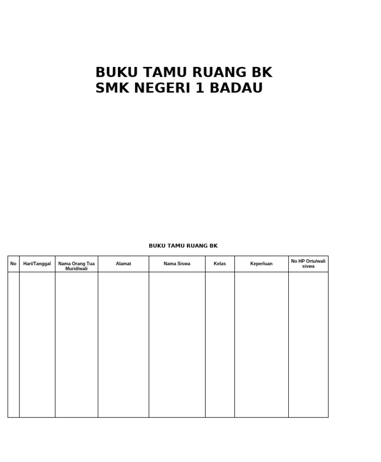 Buku Kunjungan Ke Ruang BK | PDF