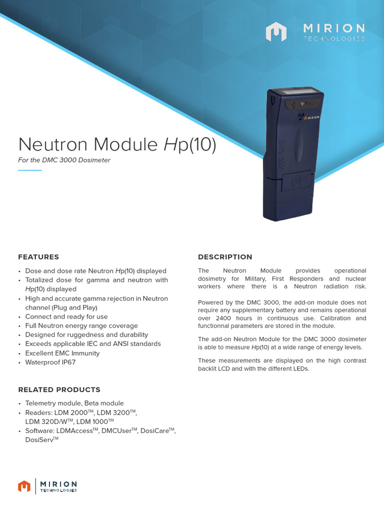 Neutron Module for DMC 3000 Dosimeter | PDF | Dosimetry | Forms Of Energy