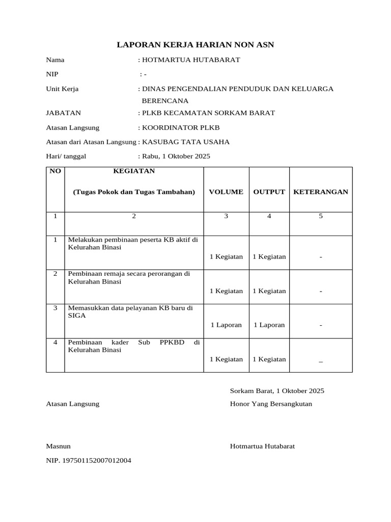 LKH Bulan Oktober 2025 | PDF