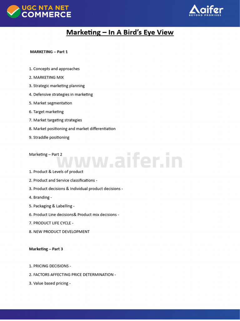 Marketing Management - in A Bird' Eye View | PDF
