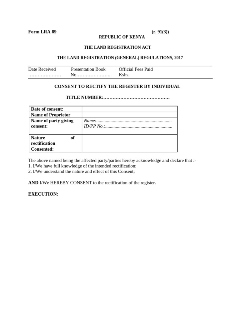 Form Lra 89 Consent To Rectify The Register by Individual | PDF