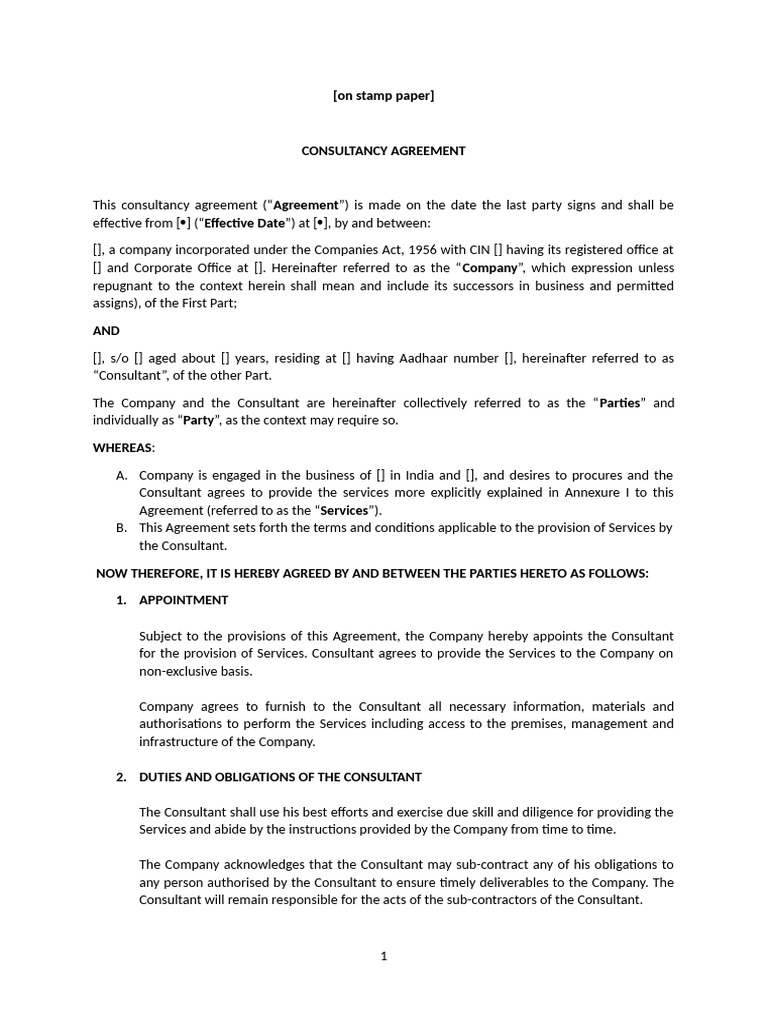 Format Consultancy Agreement | PDF | Intellectual Property | Legal ...