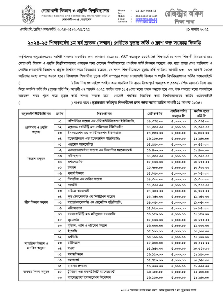 NSTU Admission Prospectus 2024-25-Final | PDF | Universities And Colleges
