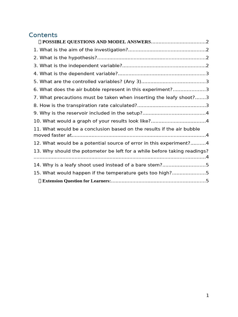 Transpiration Rate and Temperature Effects | PDF | Earth Sciences