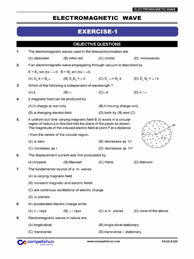 19. Essential Sheet Electromagnetic Waves Exercise-1 Ot 2 | PDF