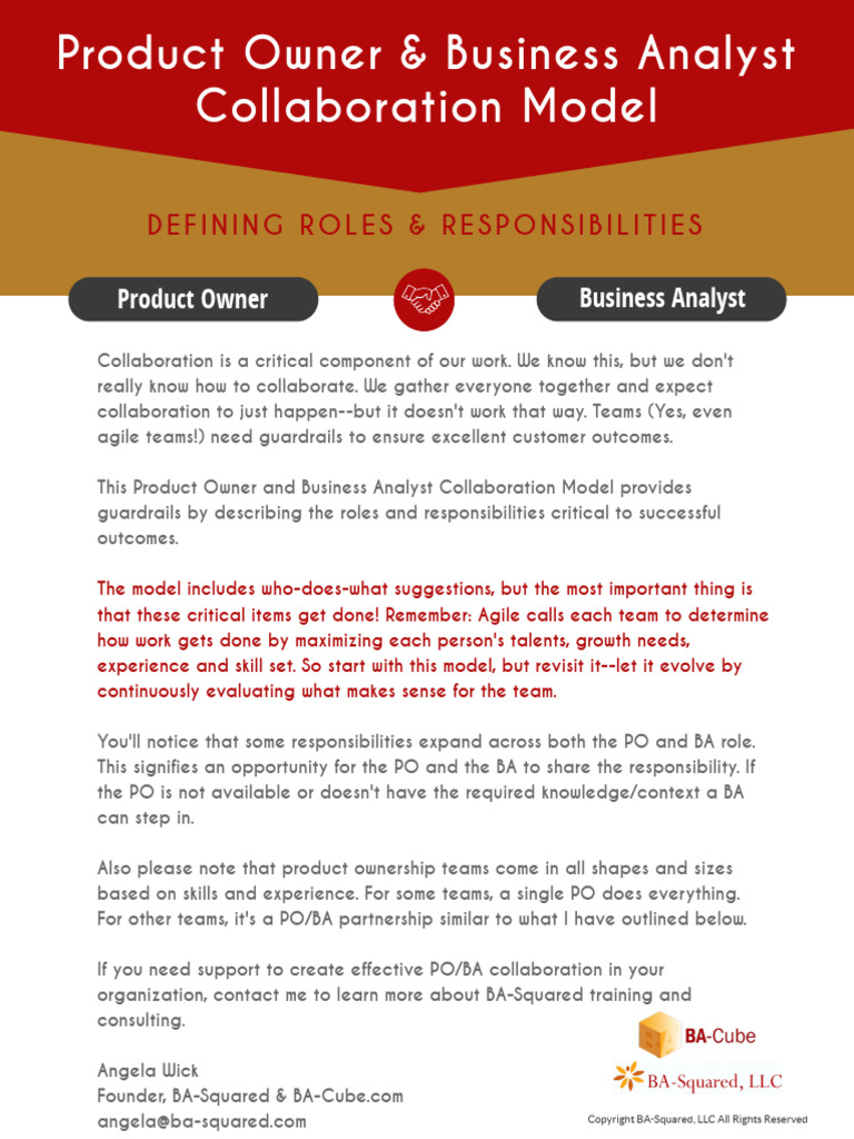 PO/BA Collaboration Model Overview | PDF | Scrum (Software Development)