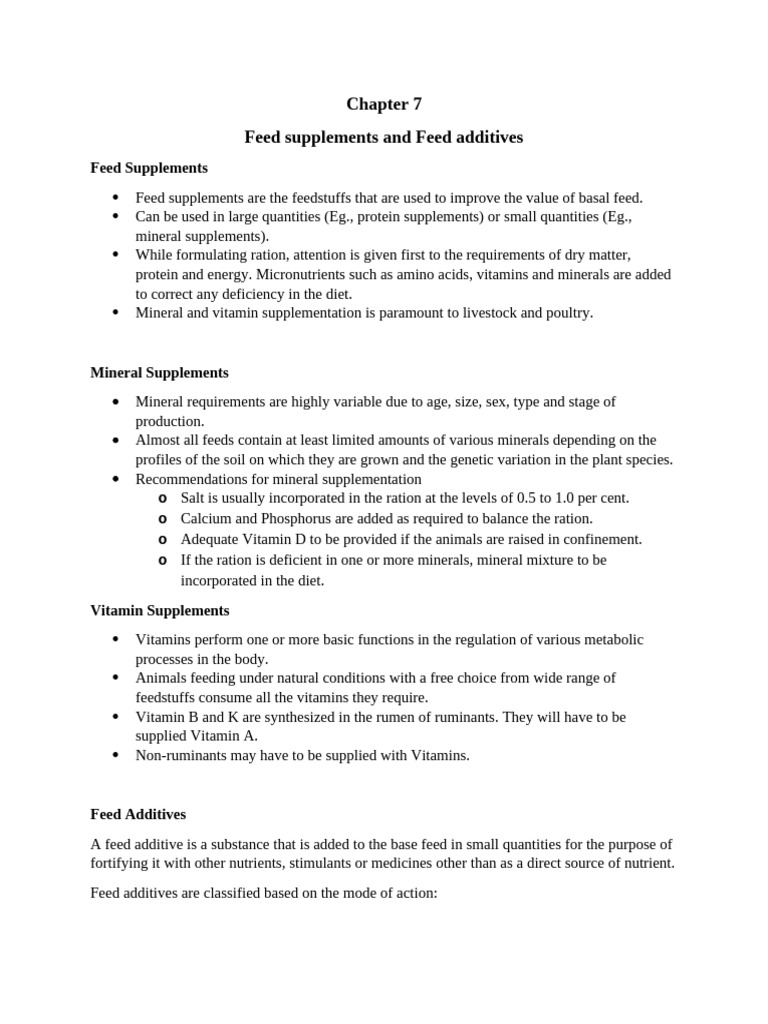 Feed Supplements and Feed Additives | PDF | Dietary Supplements | Vitamin