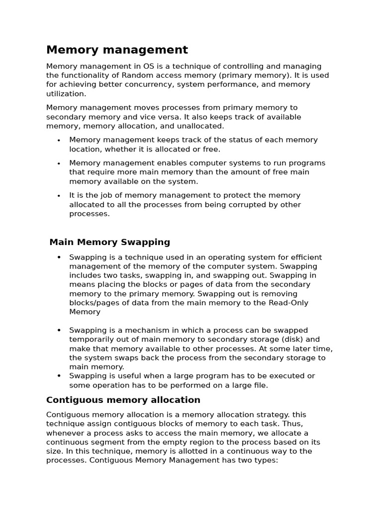Contiguous Memory Allocation Is A Memory Allocation Strategy | PDF | Computer Data Storage ...
