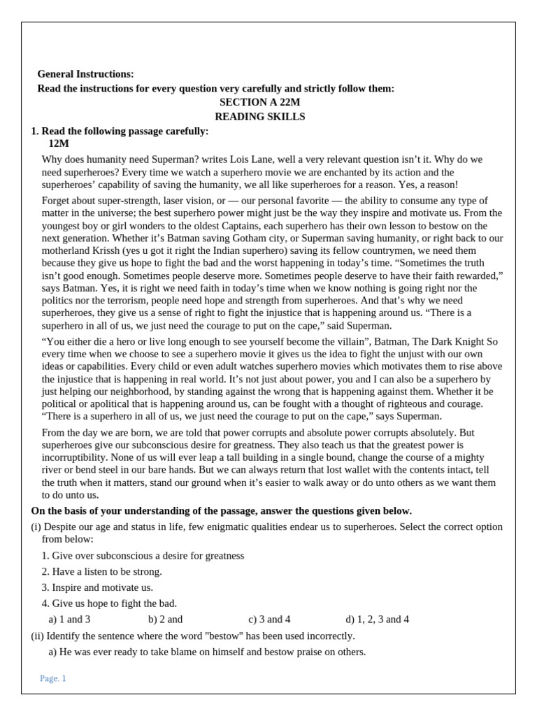 Class Xii Syllabus and Paper Phase 2 | PDF | Batman | Superman