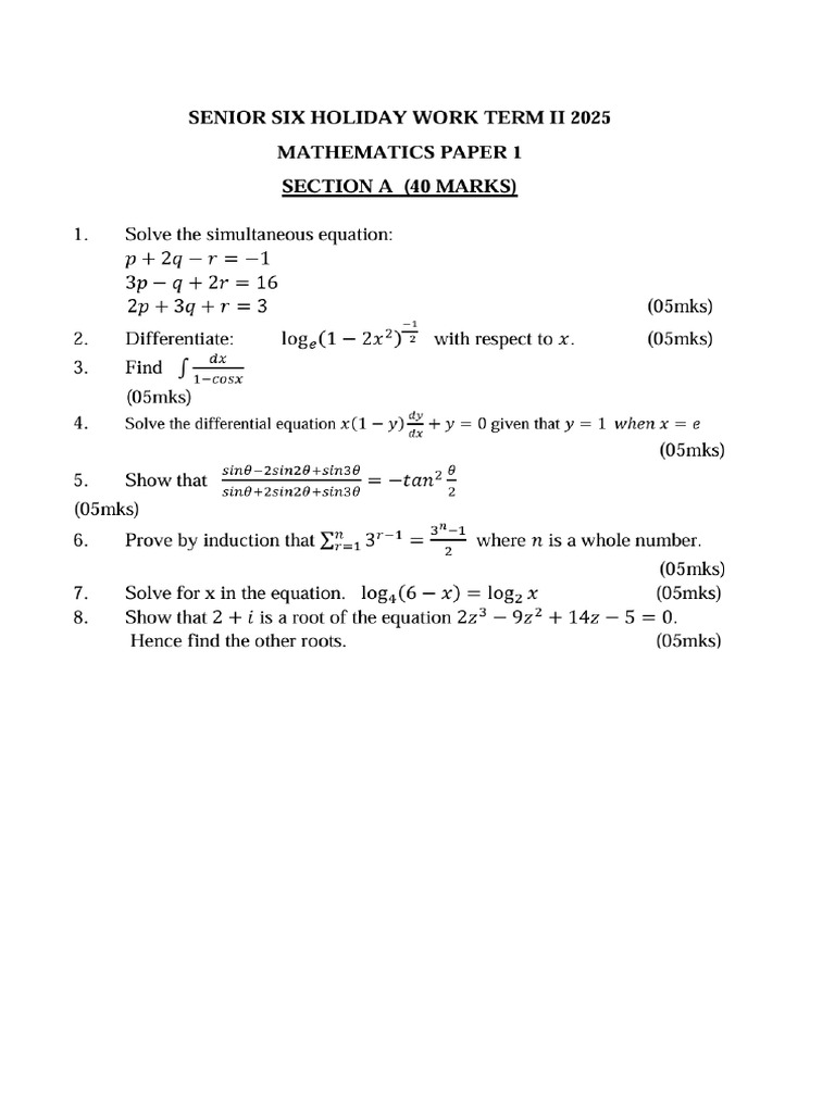 S.6 Math | PDF