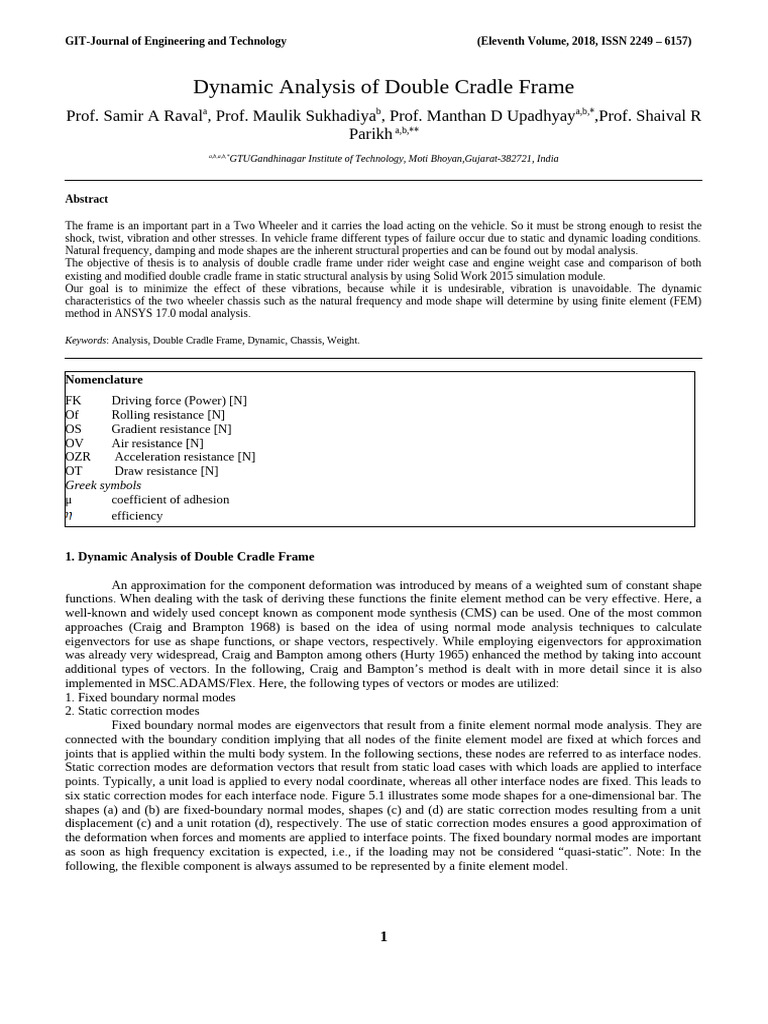 Dynamic Analysis of Double Cradle Frame | PDF | Normal Mode | Finite ...