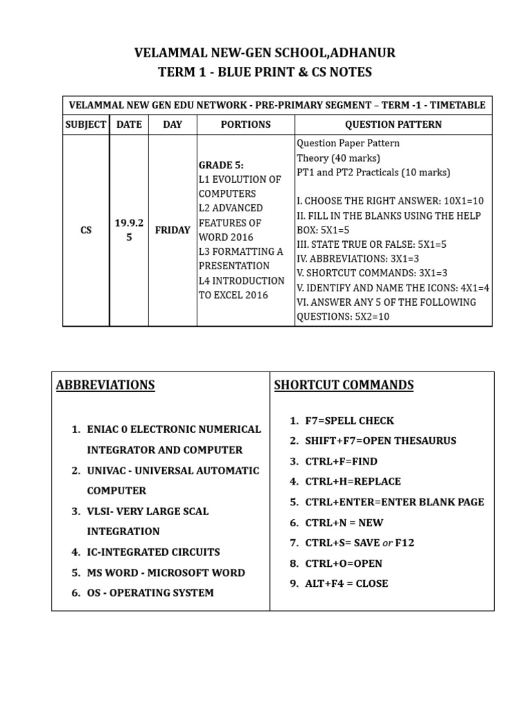 g5 - Sa1 - Sep 2025 Sample Cs Notes | PDF | Microsoft Word | Computing