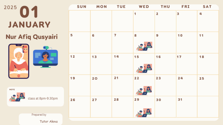 Timetable Nur Afiq Jan 2025 | PDF