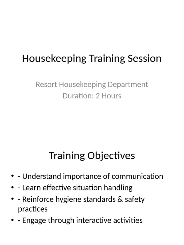 Housekeeping Training Session Overview | PDF