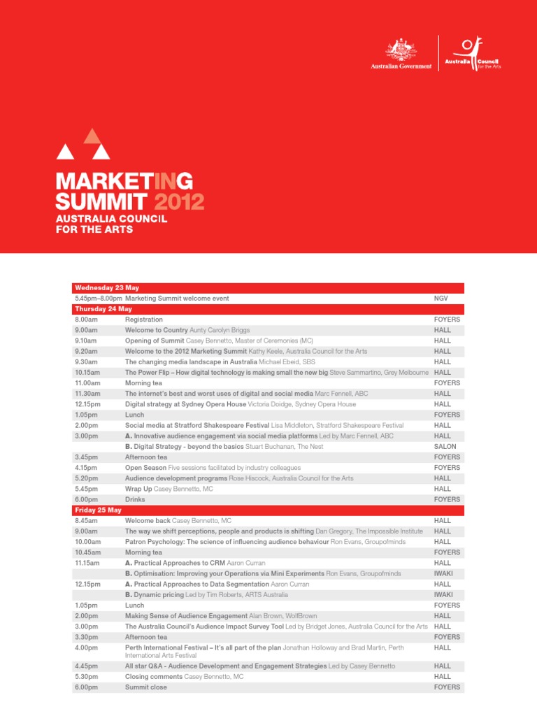 Marketing Summit Program | PDF | Melbourne | Social Media