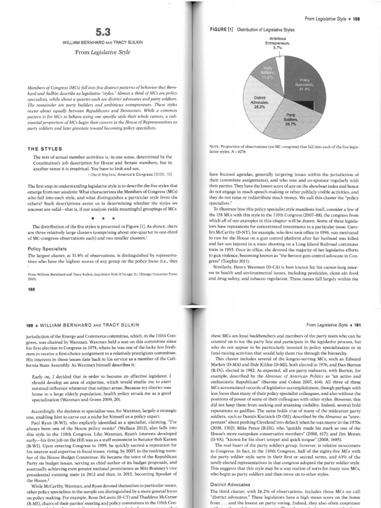 POSC 100 - Legislative Style (Bernhard and Sulkin) 5.3 | PDF