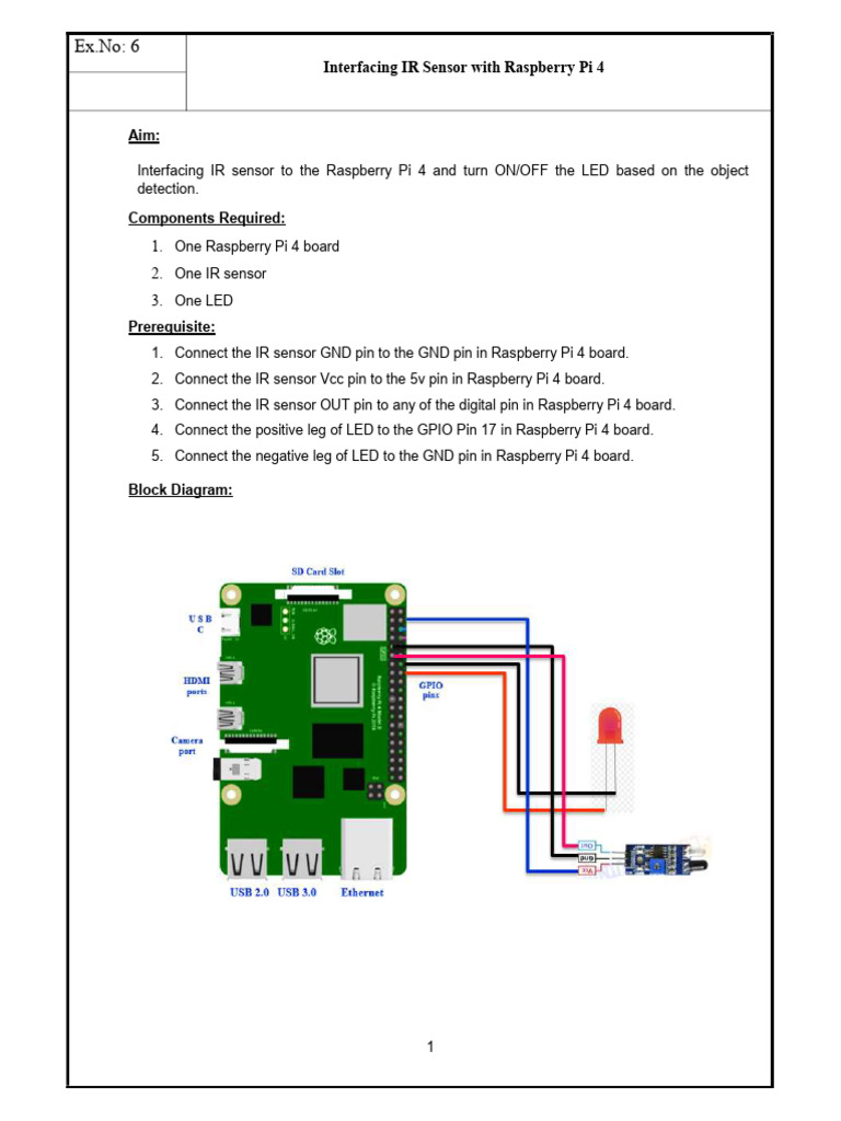 Interfacing IR Sensor with Raspberry Pi 4 | PDF