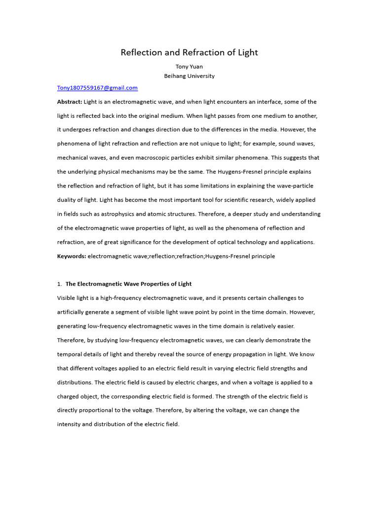 Understanding Light: Reflection and Refraction | PDF | Light | Waves