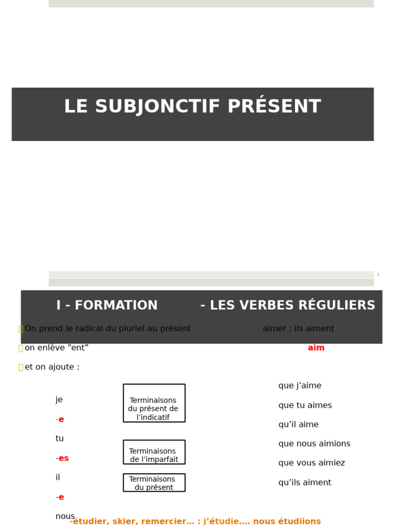 Formation et utilisation du subjonctif | PDF | Verbe | Grammaire