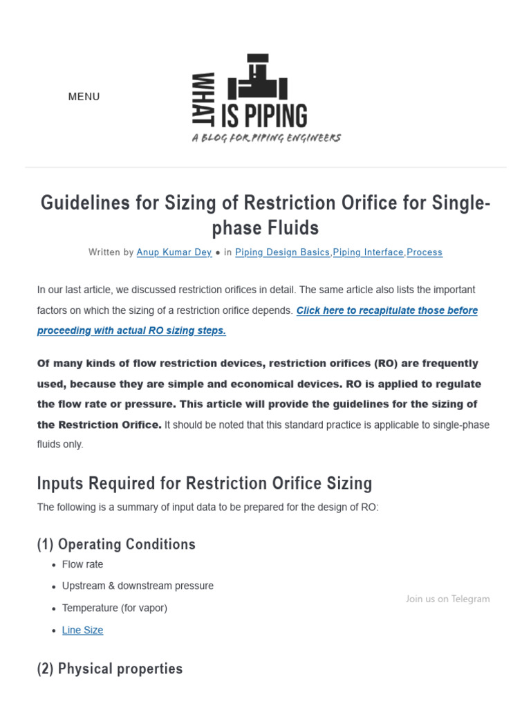 Guidelines for RO Sizing in Piping | PDF | Process Engineering | Liquids