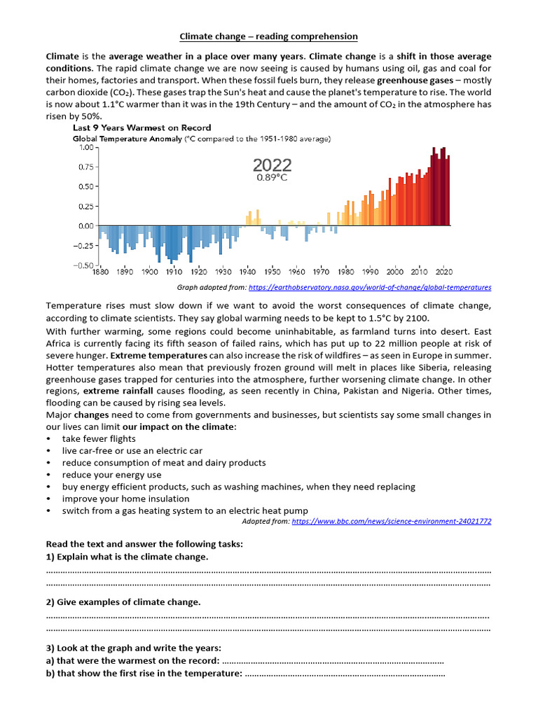 Climate Change Worksheet 2 4 R. BILgym | PDF | Climate Change | Change
