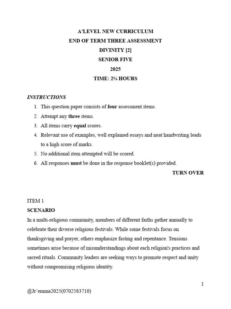 A-Level Divinity Assessment Guide 2025 | PDF | Value (Ethics) | Leadership