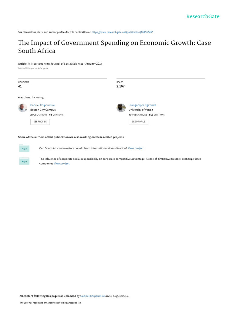 Government Spending and Economic Growth in South Africa | PDF ...